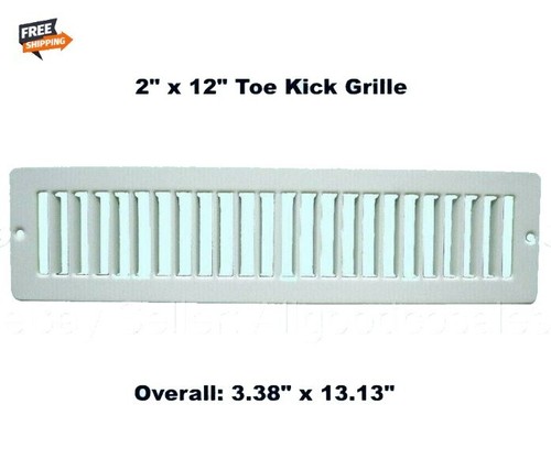 White Toe Kick Grille Wall Register 2" x 12" Steel Under Cabinet Air ...