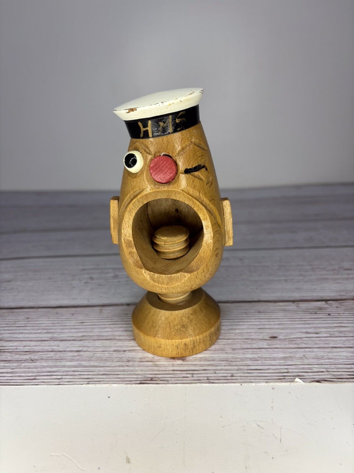 Vintage 1940s Japan Wood Carved Winking Sailor Nut Cracker HMS Screw ...