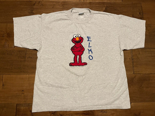 Vintage Sesame Street Elmo Fuzzy Furry Gray Muppets T… - Gem