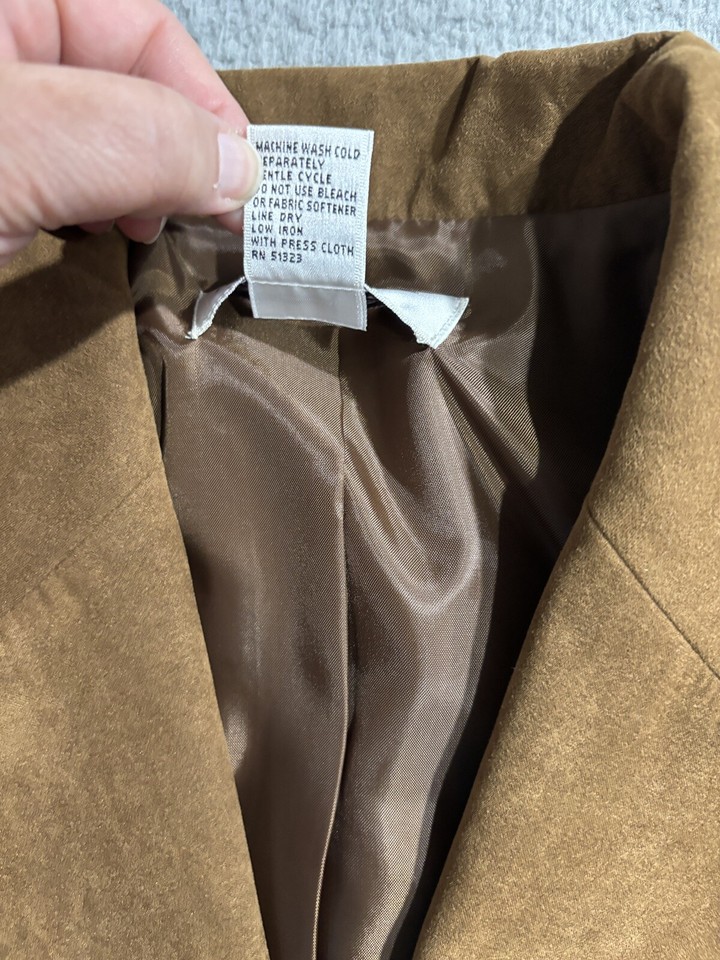 Judith Hart Womens Pantsuit Suit Faux Suede Brown 10 P Jacket 8P Pants ...