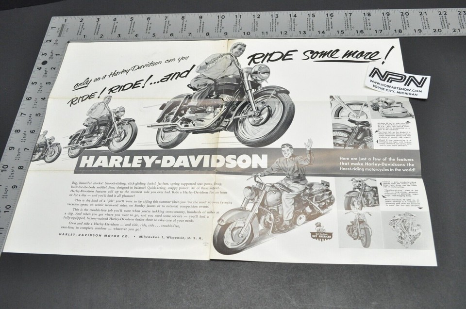 Vintage 1952 Harley Davidson Model K Motorcycle Poster 18 x 12 | eBay
