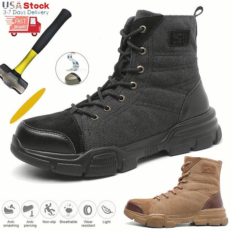 MEN'S SAFETY BOOTS ARMY MILITARY POLICE TACTICAL STEEL TOE CAP COMBAT ...