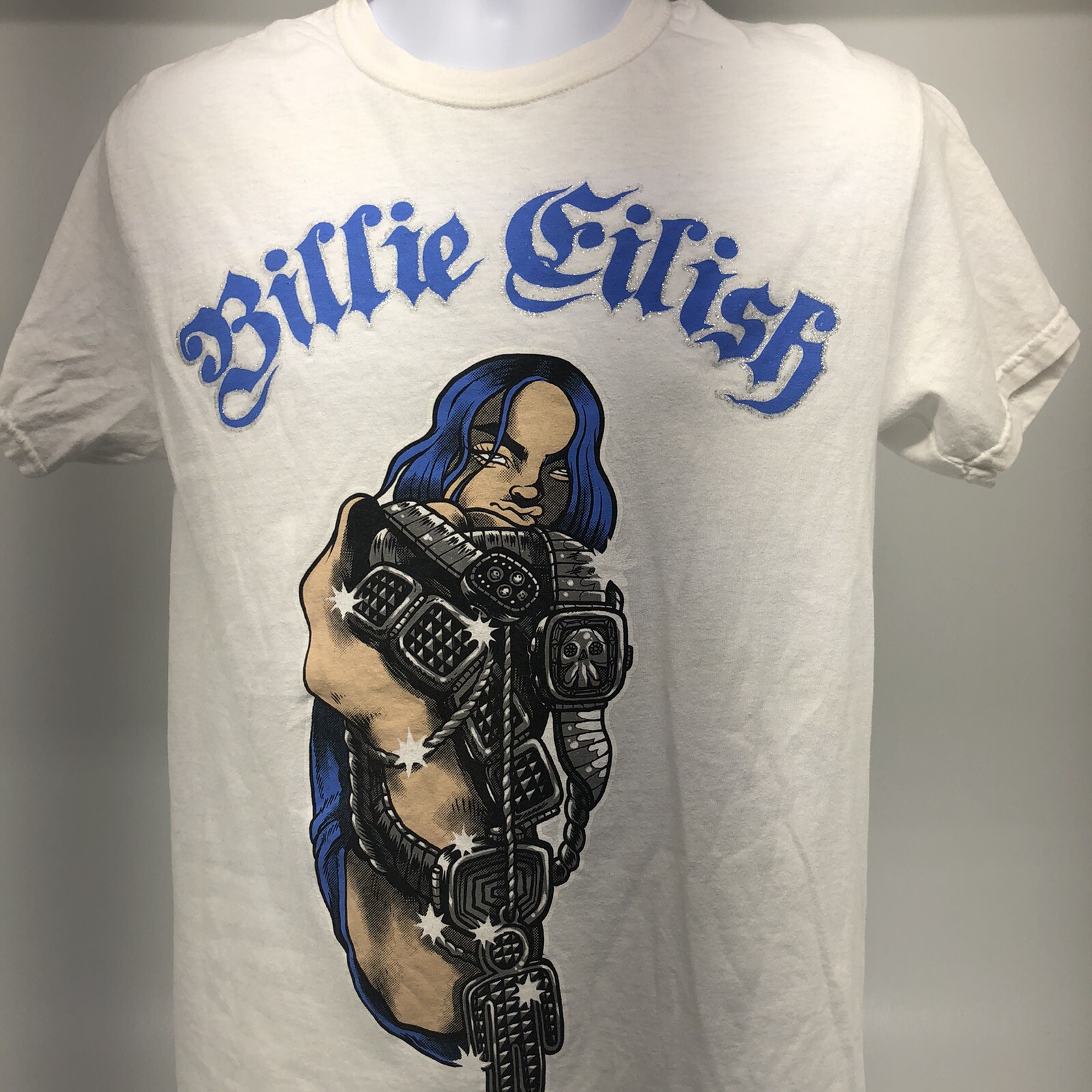 Official Billie Eilish White and Blue Blohsh Size Med… - Gem