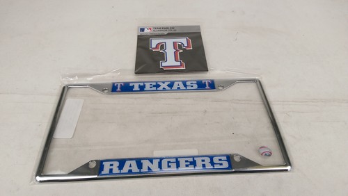 New 1 Chrome License Plate Frame & Aluminum Decal Emblem MLB Texas ...