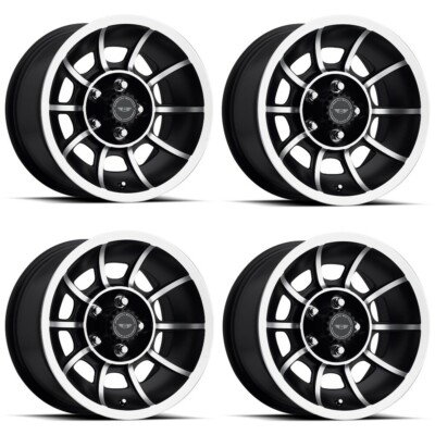Set 4 American Racing Vintage VN47 Vector 15x8.5 5x4.5 Black Machine ...