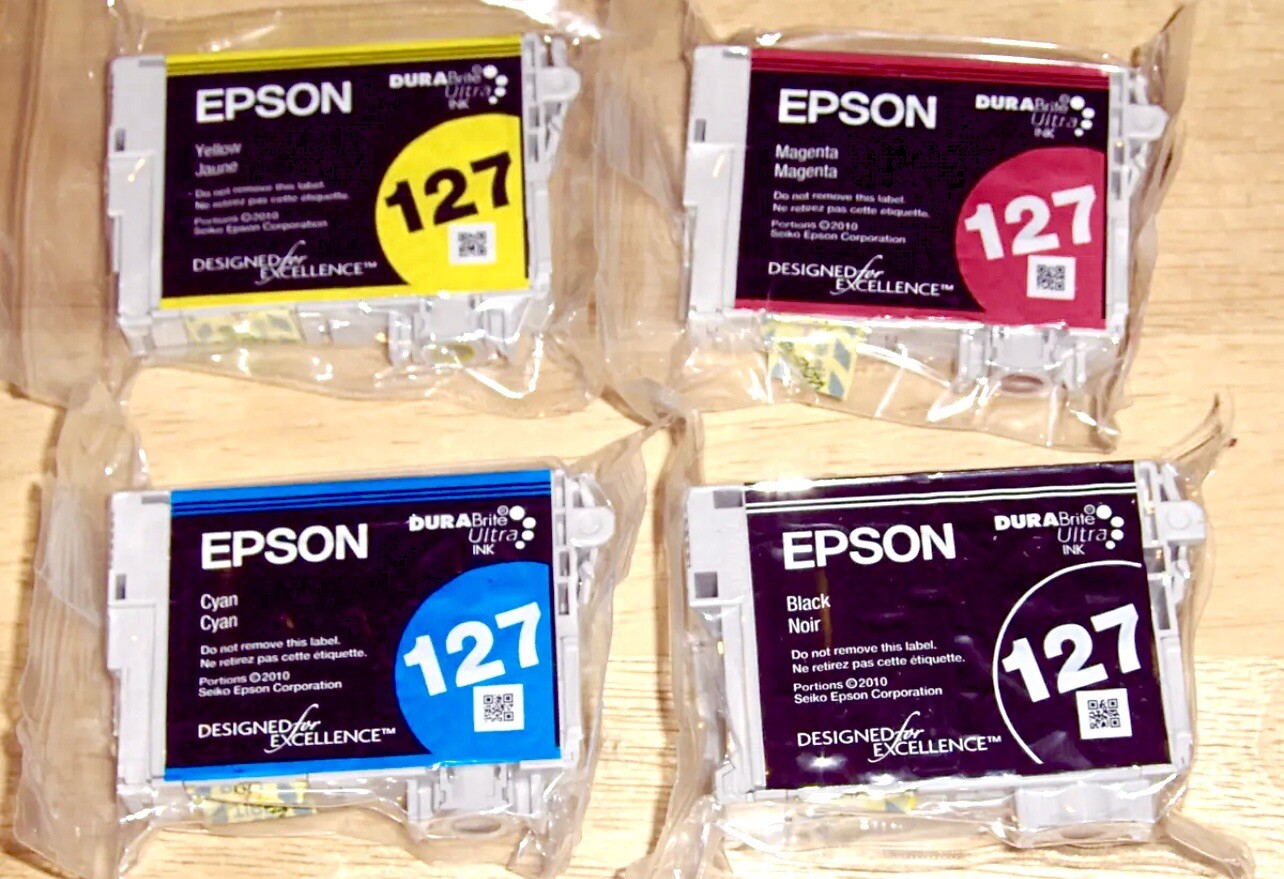 4pk Genuine Epson 127 Black & Color Ink NX625 WF7010 WF7510 WF7520 ...