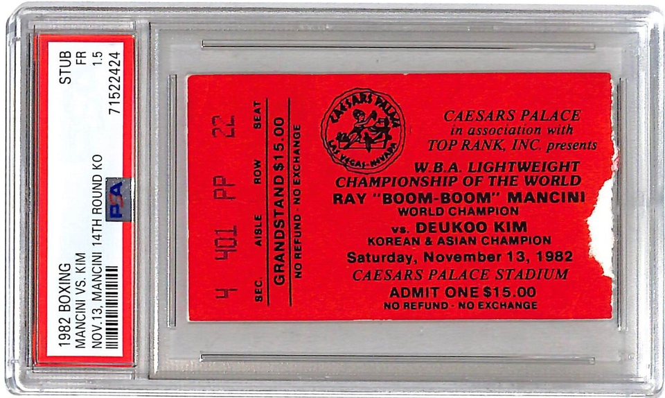 1982 Duk-Koo Kim vs Ray 'Boom Boom' Mancini 11/13/82 Boxing Ticket Stub ...
