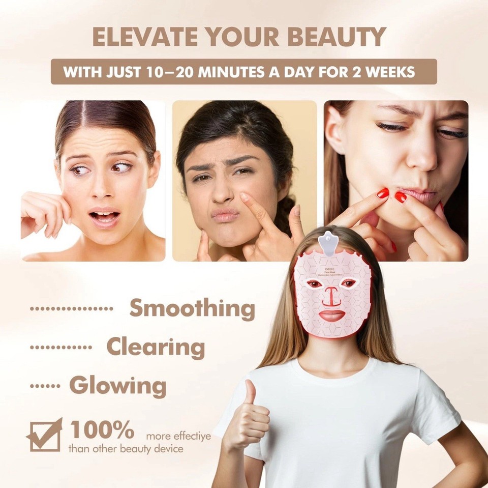 Red Light Therapy Mask for Face, Led Face Mask Light Therapy, 7 Colors ...