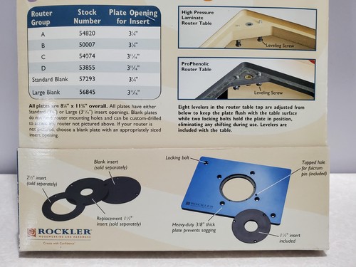 Rockler Phenolic Router Plate Group C 8-1/4" x 11-3/4" x 3/8" ~ *PLEASE ...