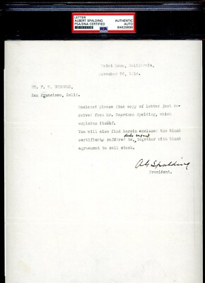 Albert Spalding Baseball Autograph Auto Signed Letter PSA DNA | eBay
