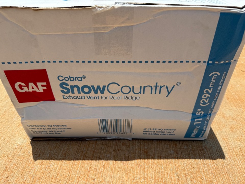 GAF Cobra Snow Country 13.75" x 48" Roof Ridge Exhaust Vent | Black ...