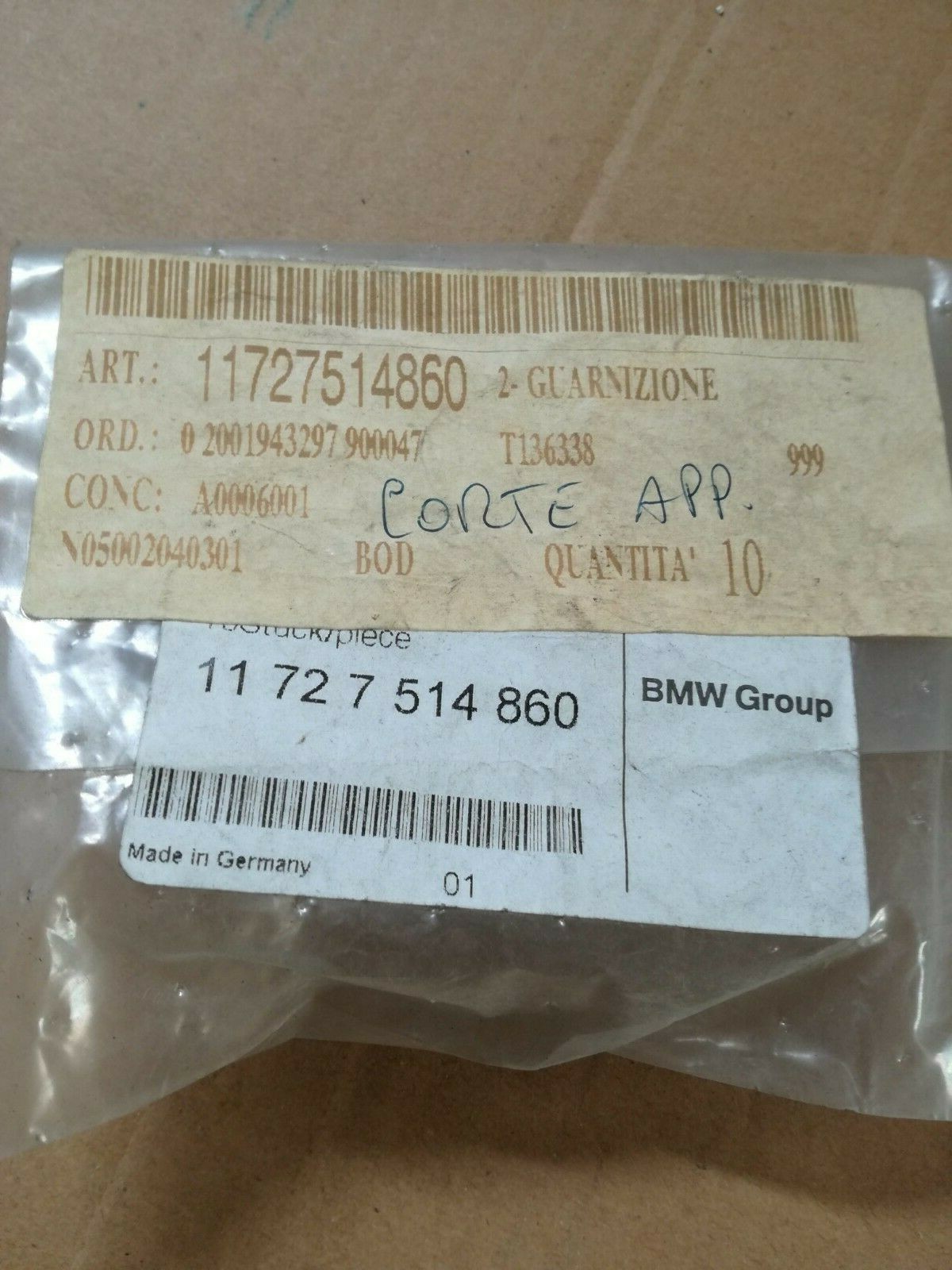 11727514860 Guarnizione testata -ORIGINALE- BMW (modelli sotto) | eBay