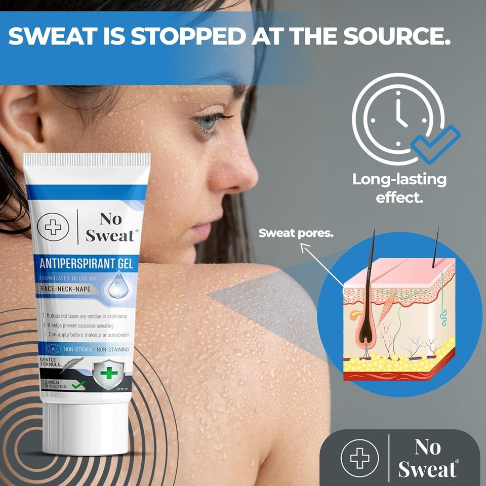 No Sweat Antiperspirant Gel 50 ML - Suitable Usage For Face-Neck-Nape ...