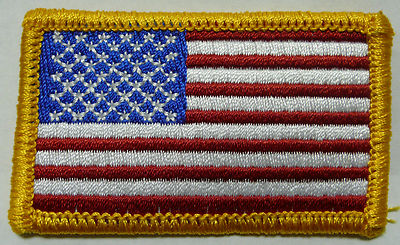BSA BOY SCOUTS OF AMERICA EMBROIDERED US AMERICAN FLAG GOLD BORDER 2.5 ...