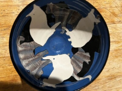 Vintage 1992 Cat Silhouette Handmade Studio Art Pottery Bowl, Vaughn L ...