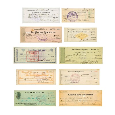 US Bank Checks Lot of 10 Different States | eBay