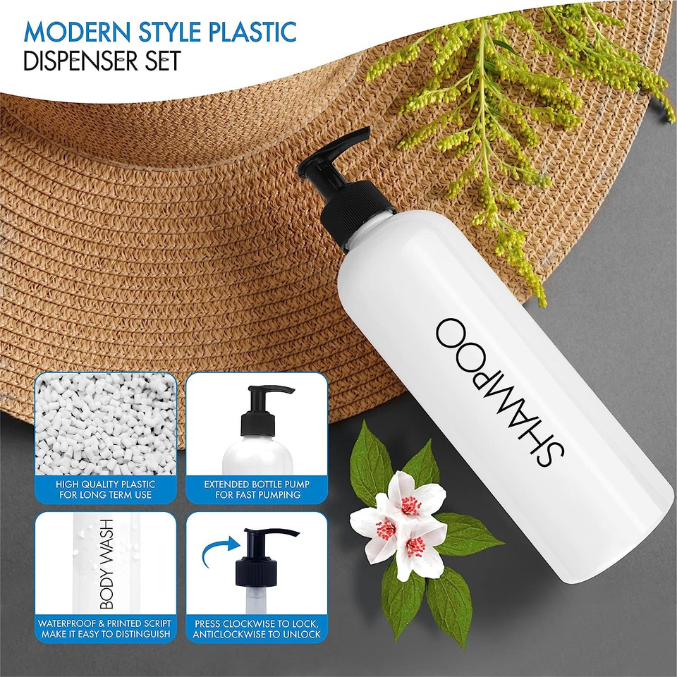 Empty Shampoo and Conditioner Dispenser (Pack of 3, 17 Oz) - Screen ...