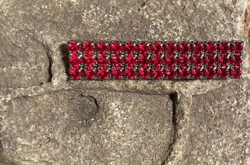 Vintage Signed Bauer Red Christmas Rhinestone Bar Brooch Pin-1.75 X 6/ ...