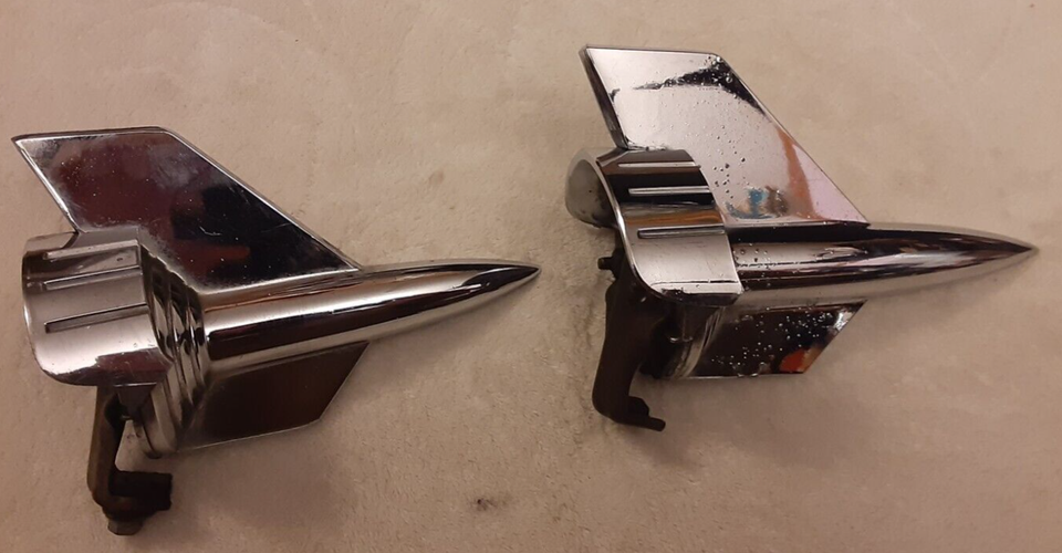 Vintage 1957 Chevy Belair Chevrolet Rocket Hood Ornament Matched Pair ...