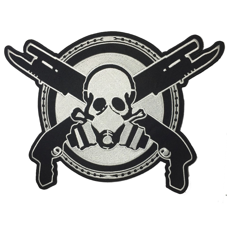 Skull Army Soldier Biker Motorcycle Iron on Embroidered Large Back ...