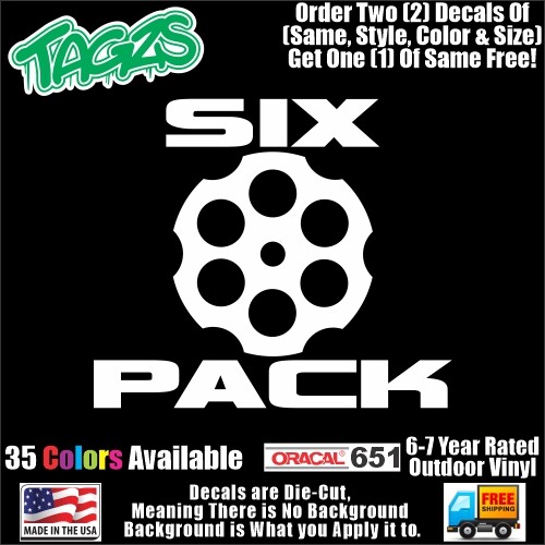 Six Pack Gun Revolver NRA 2A DieCut Vinyl Window Decal Sticker Car ...