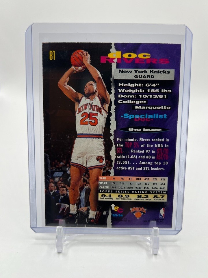 1993-94 Topps Stadium Club - Division Winner #81 Doc Rivers New York ...