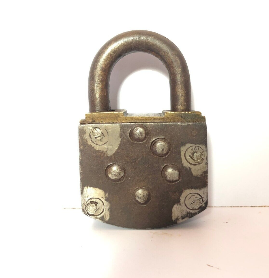 OLD VINTAGE IRON BRASS FIT ALIGARH PADLOCK WITH KEY . | eBay