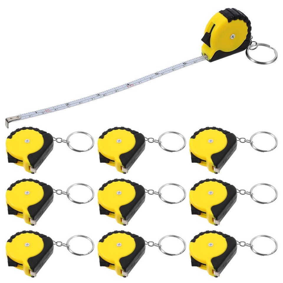 12 Pcs Key Chain Tape Measure Mini Measuring Keychain Metal Retractable ...