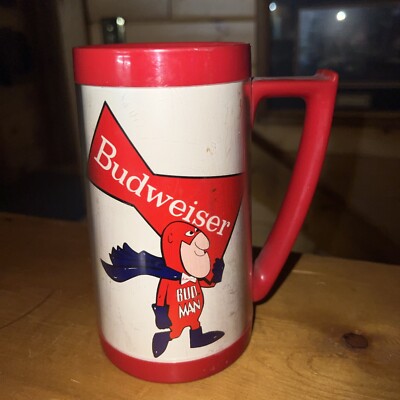 Vintage Thermo Serv Budweiser Beer BUD MAN Mug West Bend BudMan Plastic ...
