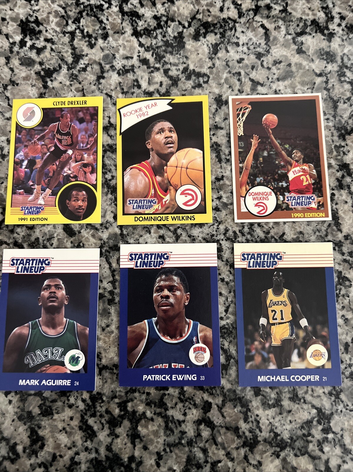 Starting Lineup Basketball Card Lot Of 6 - Drexler, Ewing, Cooper ...