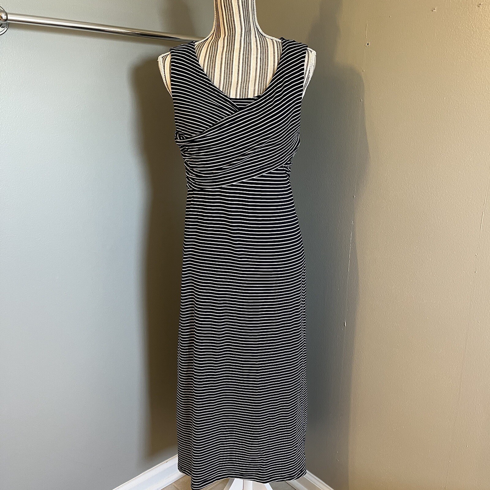Cabi Launch Dress Med Navy & White Stripes Stretchy #… - Gem