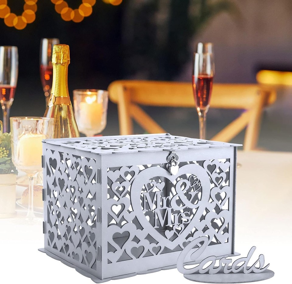 Ywlake Wedding Money Box Holder with Sign, Large Rustic Wood Wooden DIY ...