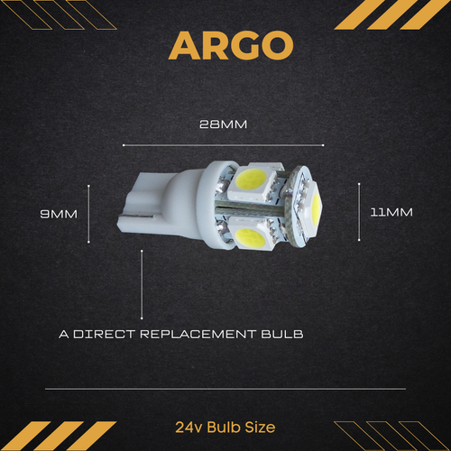 24v 501 White Led T10 Truck HGV Hella Lorry W5w Side Light Bulbs Wedge ...