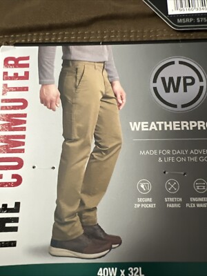 WP THE COMMUTER Weatherproof Men Pants 40Wx32L Stretch Fabric Flex ...