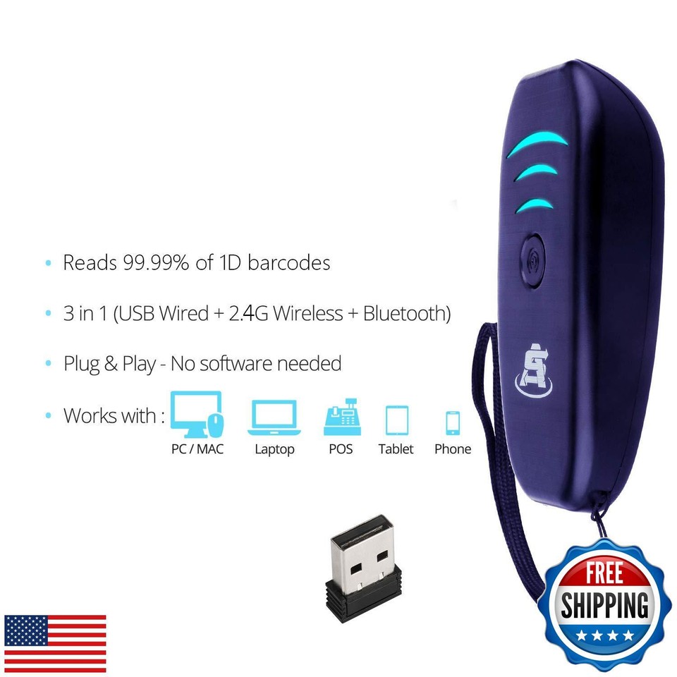 ScanAvenger Portable Mini-Wireless Bluetooth Barcode Scanner: Hand ...
