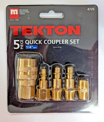5pc QUICK COUPLER SET AIR HOSE BRASS CONNECTOR FITTINGS 1/4" NPT (QTY:1 ...