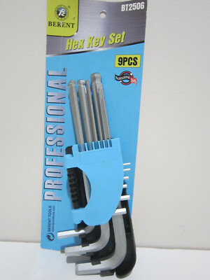 BERENT HEX KEY SET. ALLEN KEY. 9pcs set. BALL POINT ENDS. 1.5mm - 10mm ...