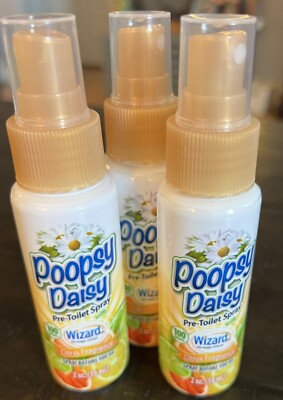 Poopsy Daisy Pre-Poo Spray By Wizard 2oz ea. Citrus Scent (Lot Of 3 ...