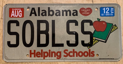 ALABAMA HELPING SCHOOLS VANITY AUTO LICENSE PLATE " SO BLSS " BLESSED ...