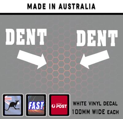 Dent Set Bumper Sticker Vinyl WHITE window JDM Drift 4wd race set of 2 ...