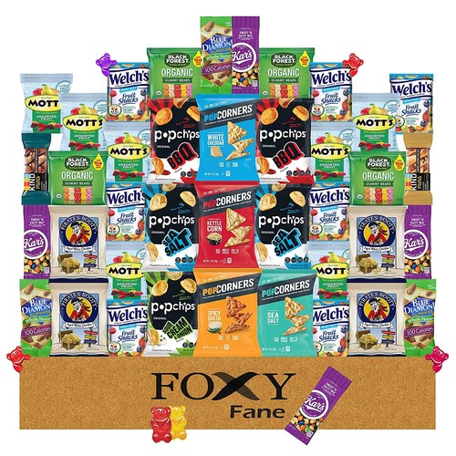Foxy Fane 40 Ct Premium Gluten-Free Healthy Snack Box - Chips, Nuts ...