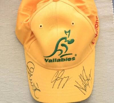 NATHAN SHARP, GEORGE GREGAN & GEORGE SMITH SIGNED CAP AUSTRALIAN RUGBY ...