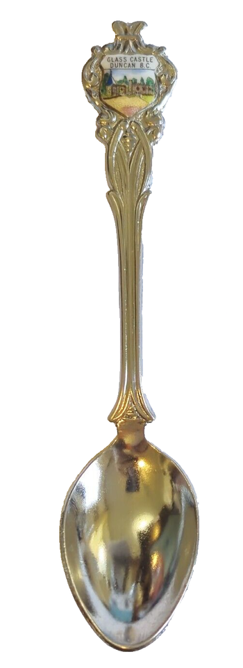 Vintage Silver Tone Glass Castle Duncan B.C. Souvenir Spoon Collectible ...