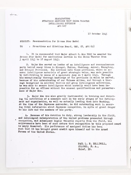 WW2 USMC China Marine OSS CIA Officer YMCA American Legation Chit Bill ...