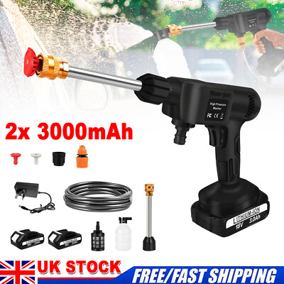 Cordless Car High Pressure Washer Jet Water Wash Cleaner Gun w/2x 3.0Ah ...