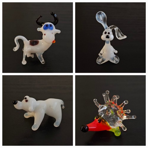 Handcrafted Mini Glass Animal Figurines Set of 4 Randomly Selected ...