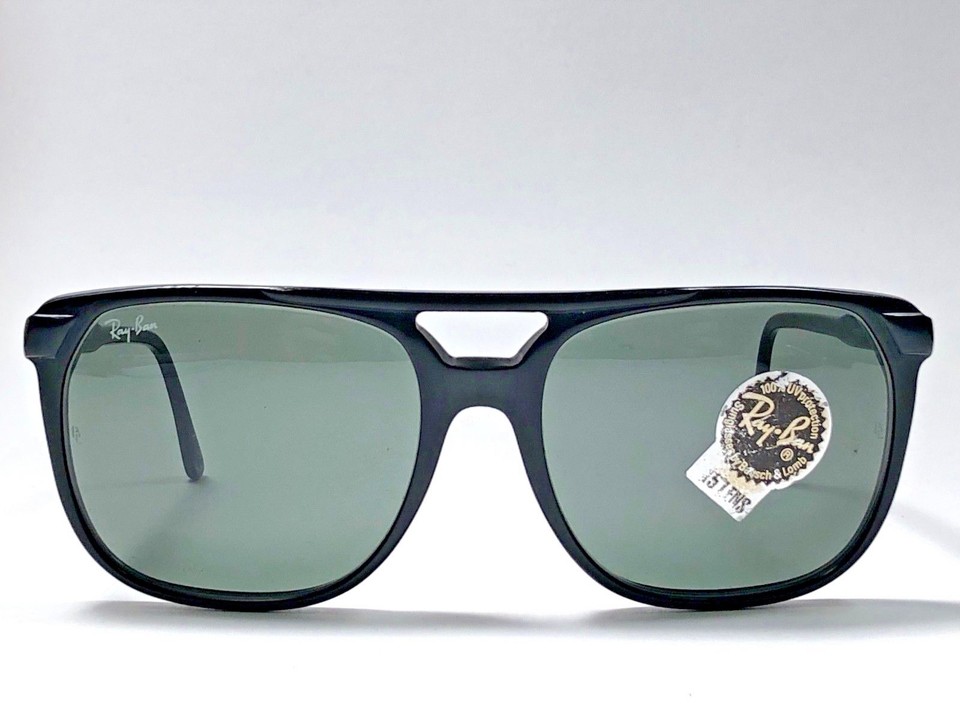 VINTAGE RAY BAN F1 SLEEK BLACK OVERSIZED G15 GREY LENSES B&L SUNGLASSES ...