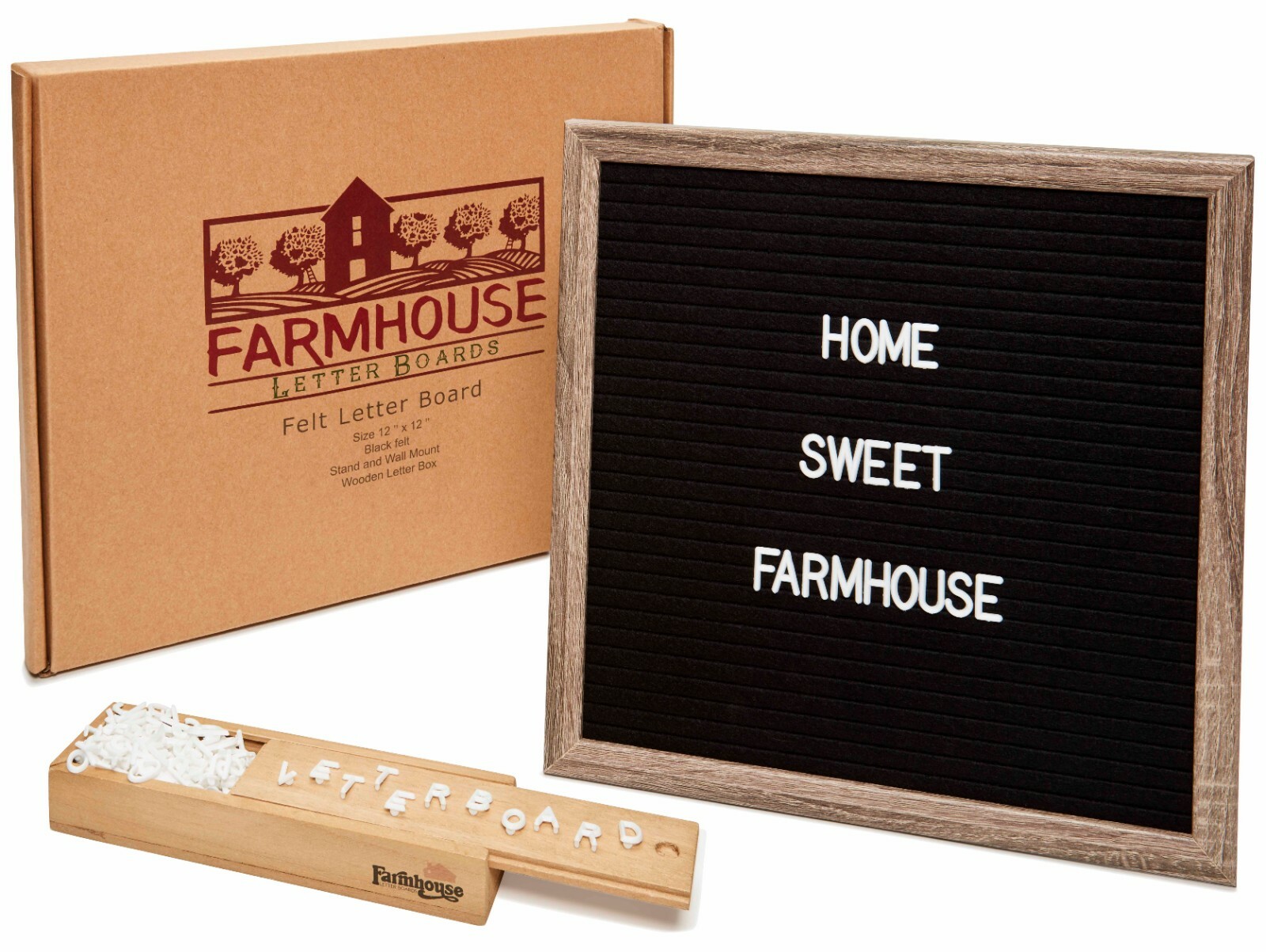 12x12" Premium Changeable Felt Letter Board, 330 Characters & Wooden ...