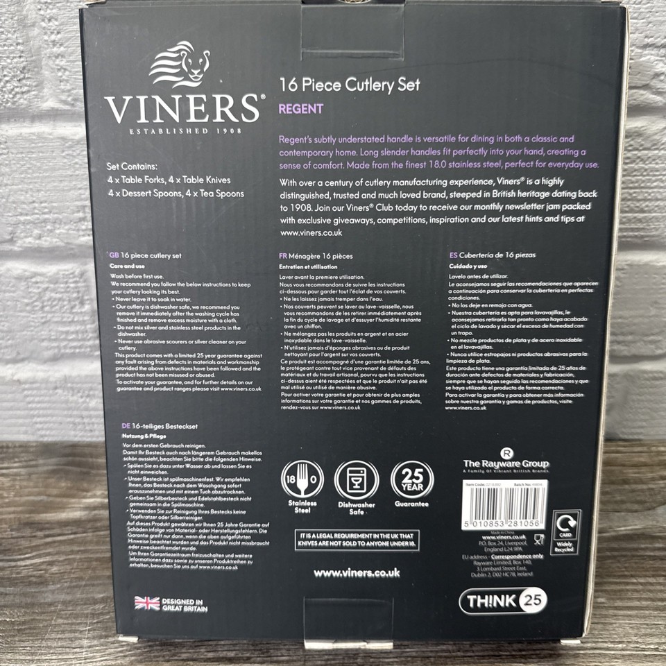 Viners REGENT 16 Piece Cutlery Set Gift Boxed Stainless Steel - NEW ...