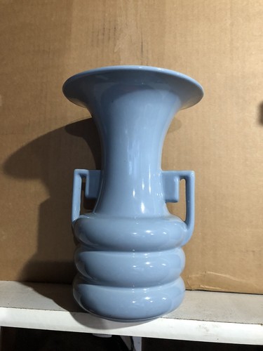 Vintage Abington Art Deco Dusty Blue Vase 9 3/4" Circa 1940's Light ...